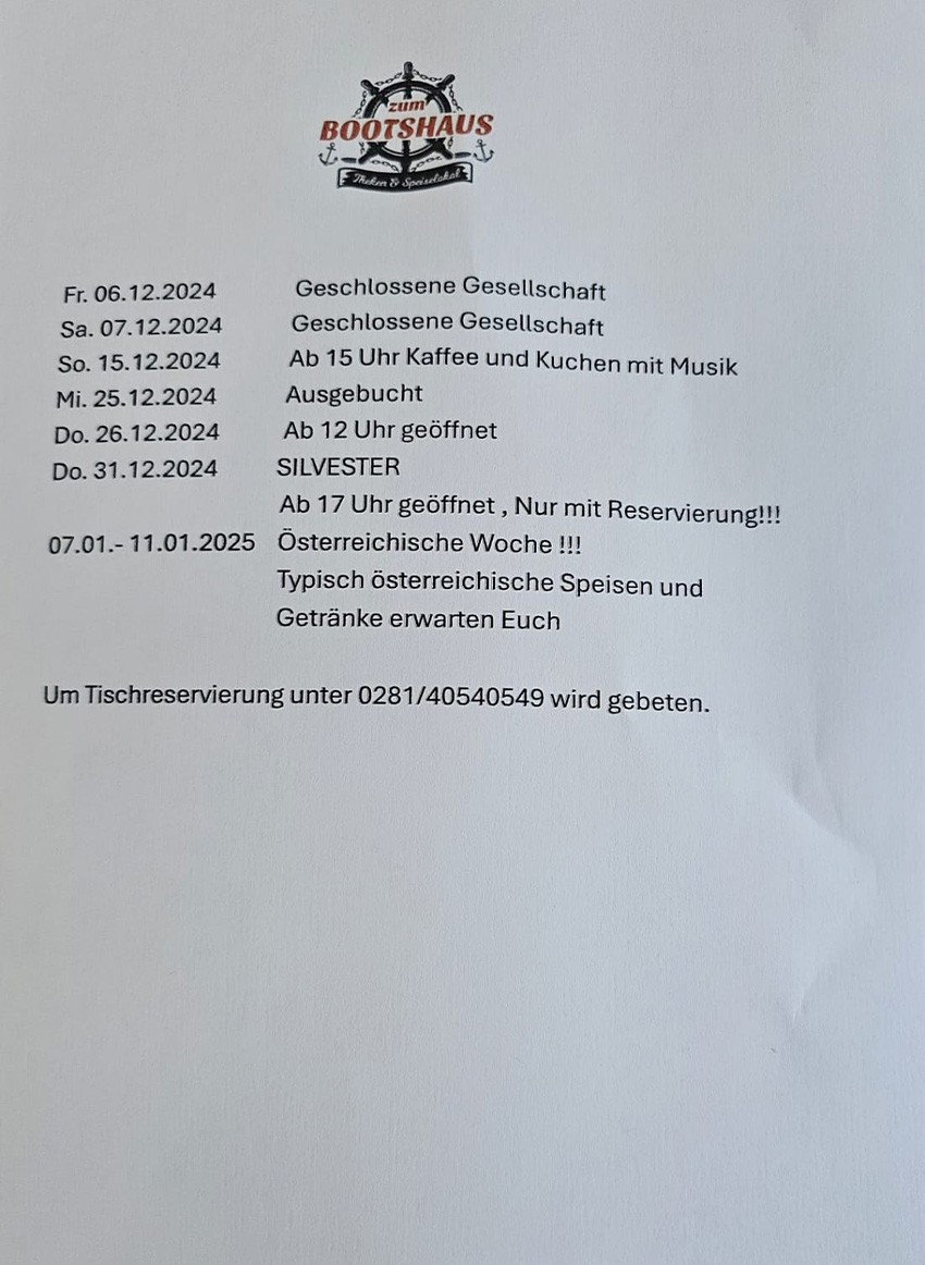 Restaurant Cafe zum Bootshaus | Wesel